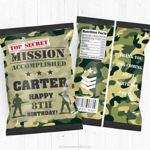 Camouflage Candy Wrappers, Personalized, Camo Bundle, Army Chip Bag ...