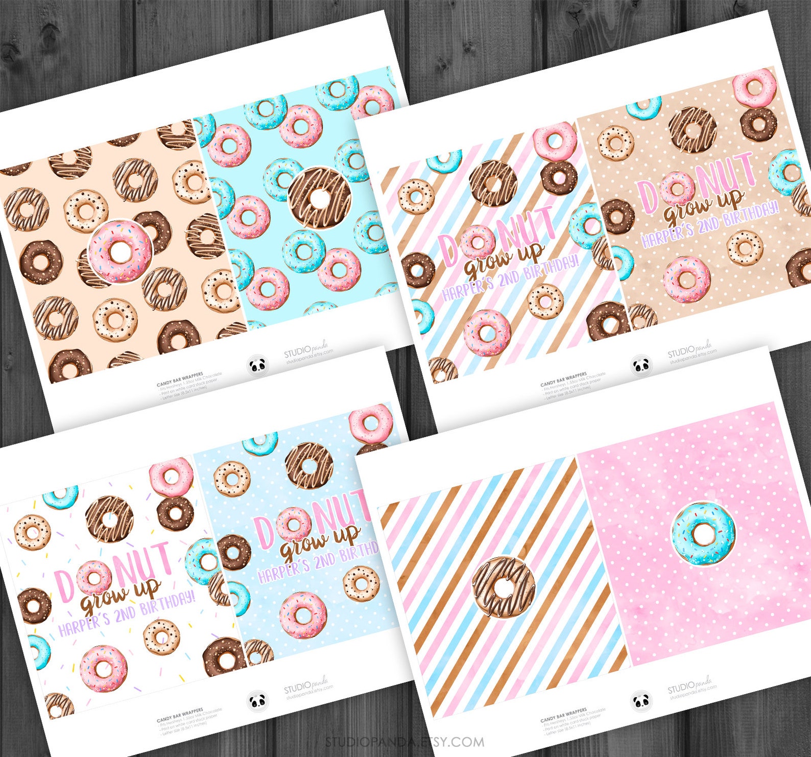 Donut Candy Bar Wrappers Personalized Donut Wrappers - Etsy