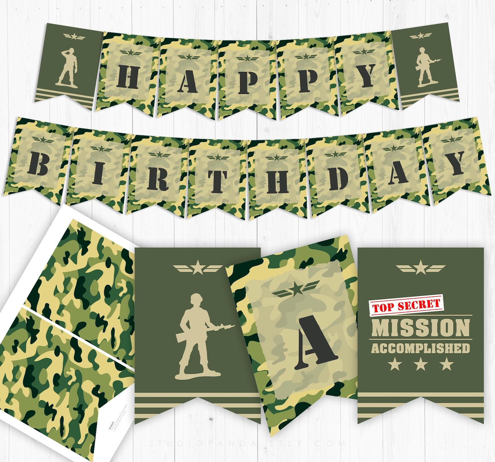 Soldier Happy Birthday Sign, Instant Download, Camo Table Sign, Army ...
