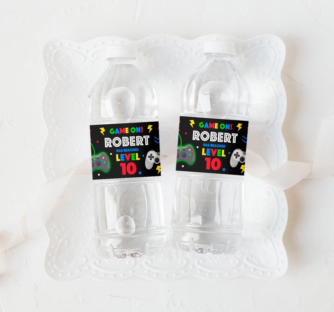 Video Game Water Bottle Labels, Personalized, Video Game Label, Gamer ...