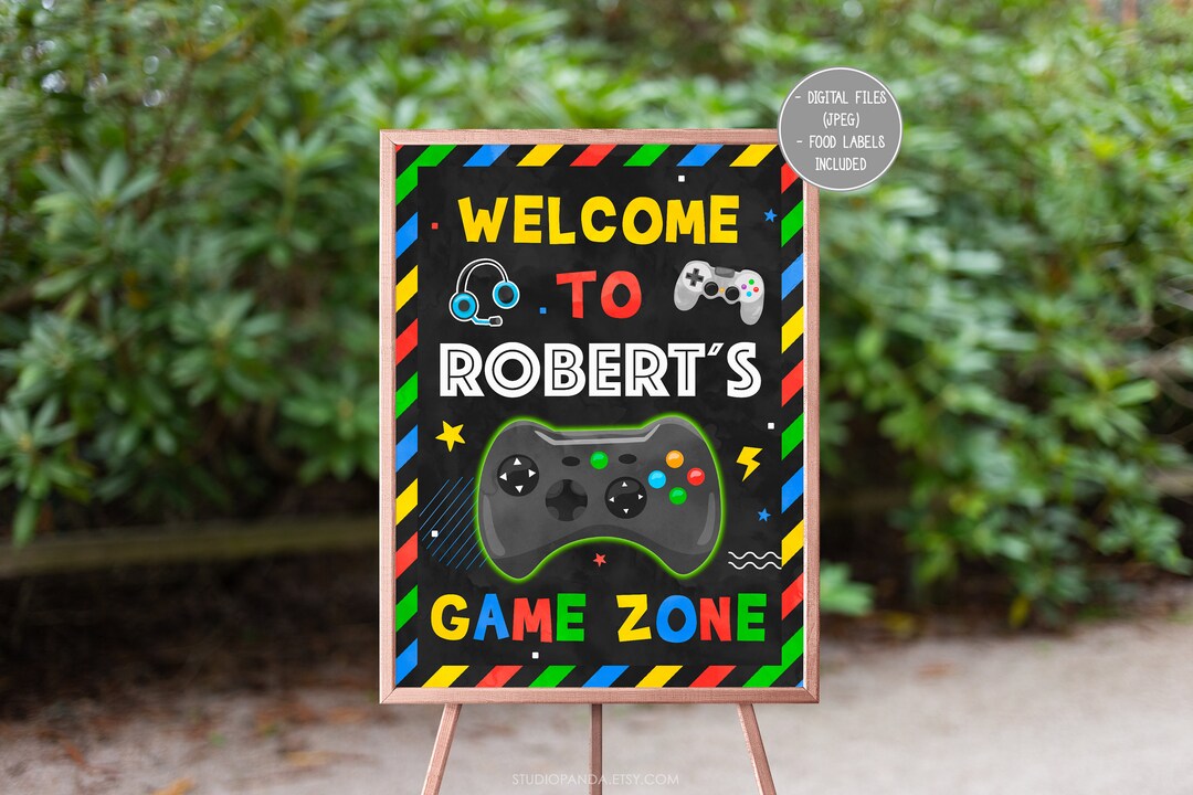 Video Game Welcome Sign, Personalized, Video Game Party Bundle, Gamer ...