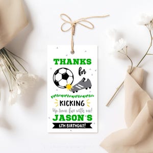 Soccer Favor Tags, Personalized, Soccer Thank You Card, Sports Favor ...