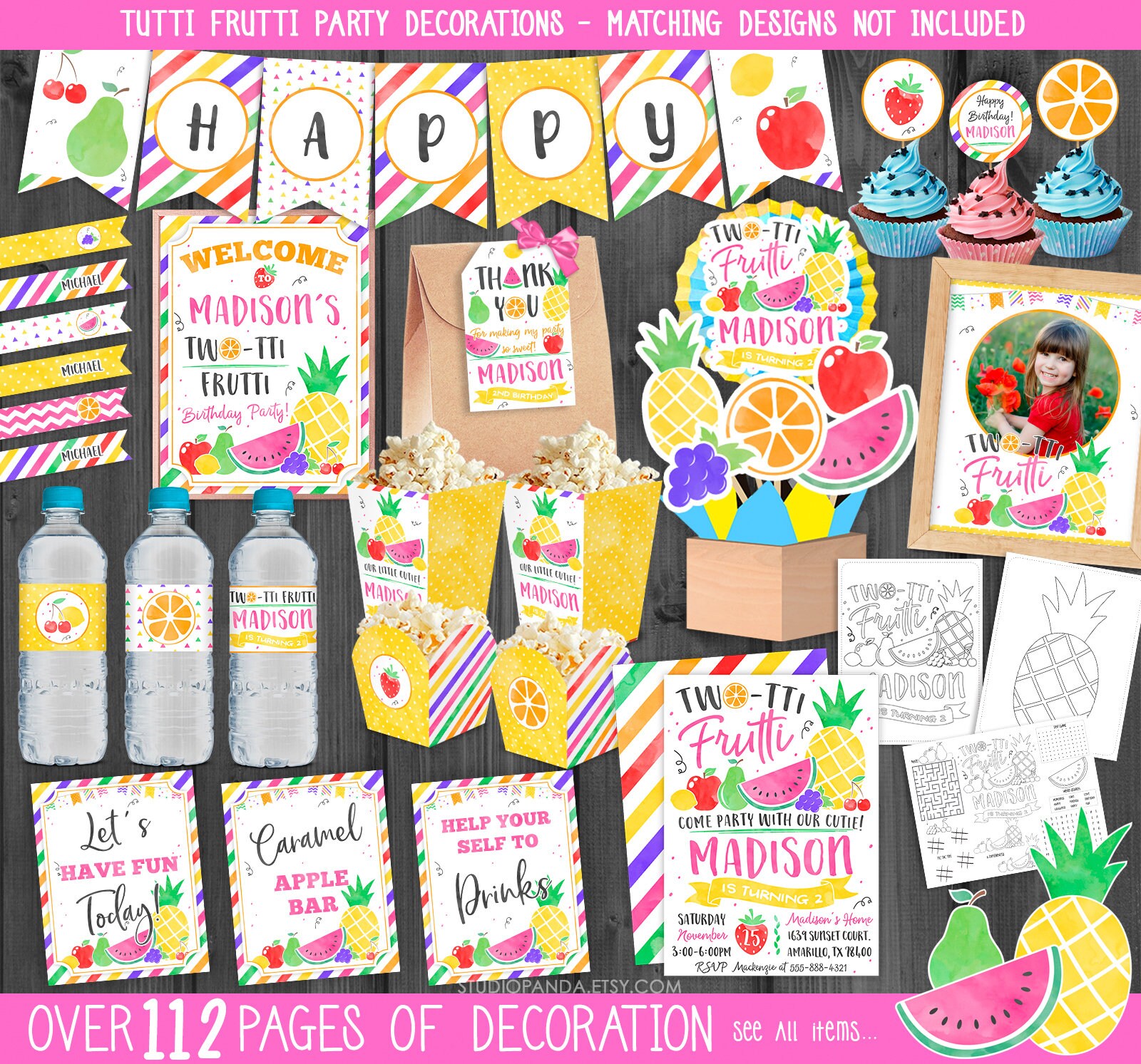 Two Tti Frutti Backdrop Party, Personalized, Background, Banner, Poster ...