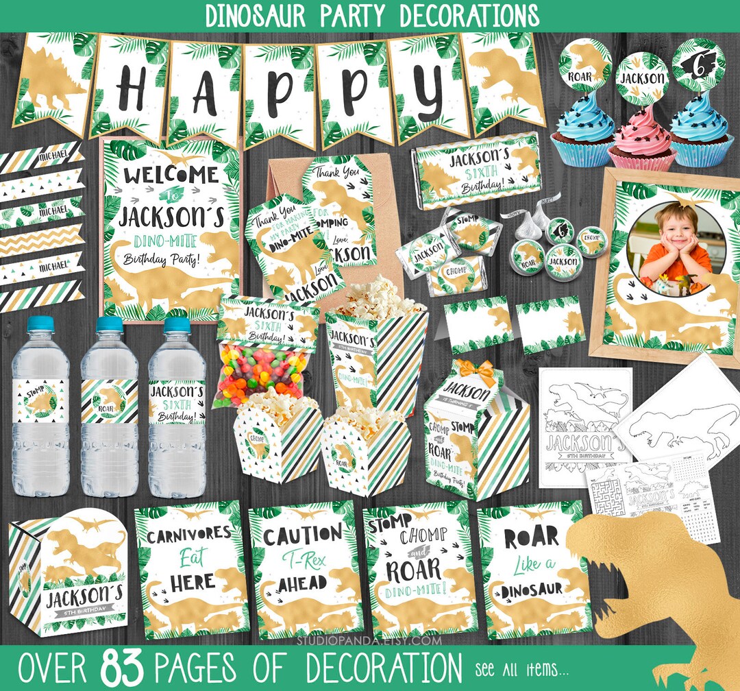 Dinosaur Party Decorations, Personalized, Dinosaur Package, Dinosaur ...