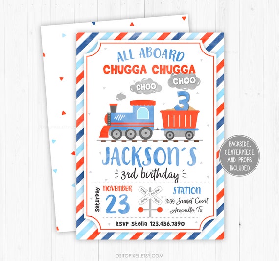 Train Invitation 2 Personalized Train Birthday Invitation | Etsy