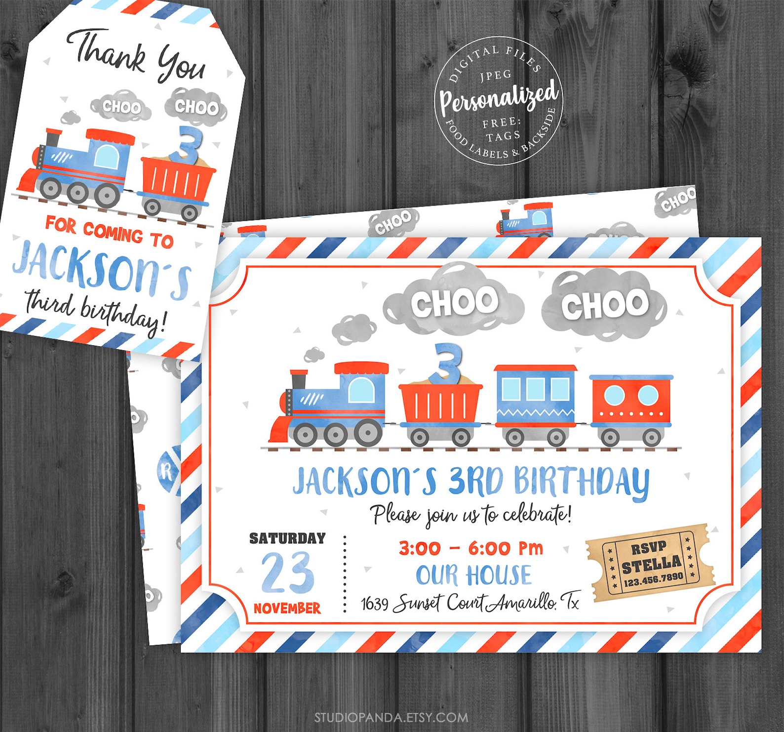 Train Invitation 3, Personalized, Train Birthday Invitation, Train ...