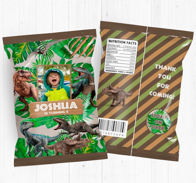 Dinosaur Bundle With Photo, Personalized, Dinosaur Party Decoration ...