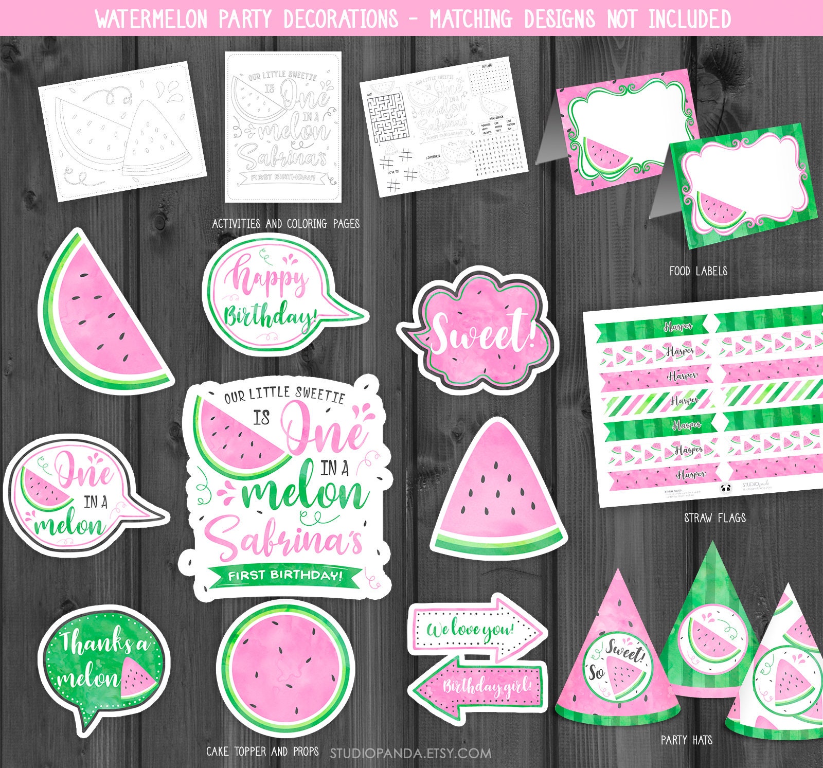 Watermelon Happy Birthday Banner Personalized Watermelon | Etsy