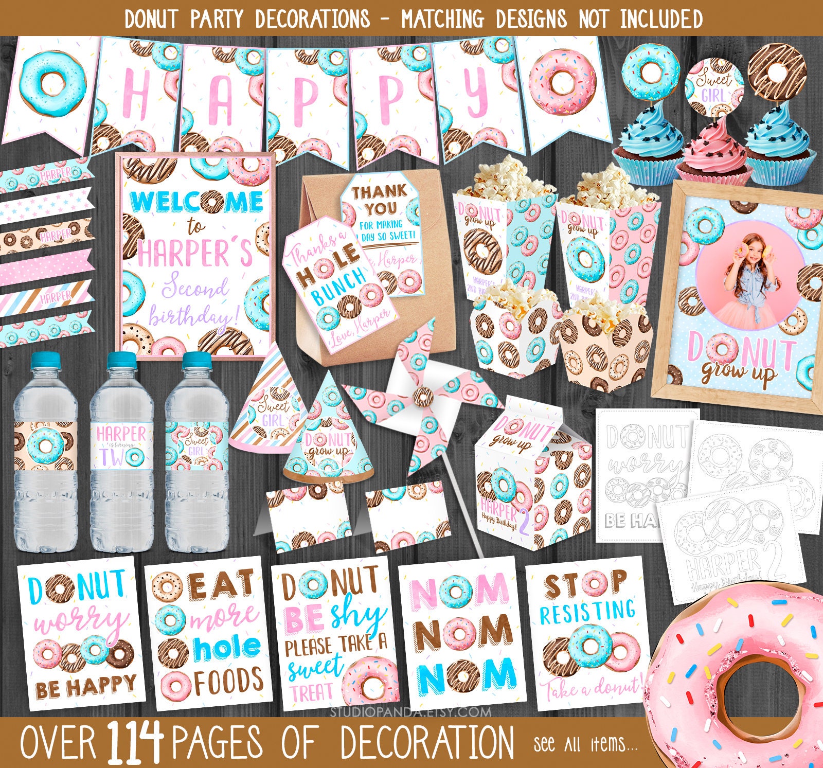 Donut Party Signs Instant Download Donut Decoration Donuts | Etsy