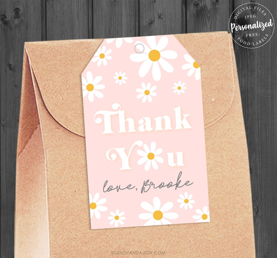 Daisy Flower Thank You Tags, Personalized, Daisy Decoration, Daisy ...