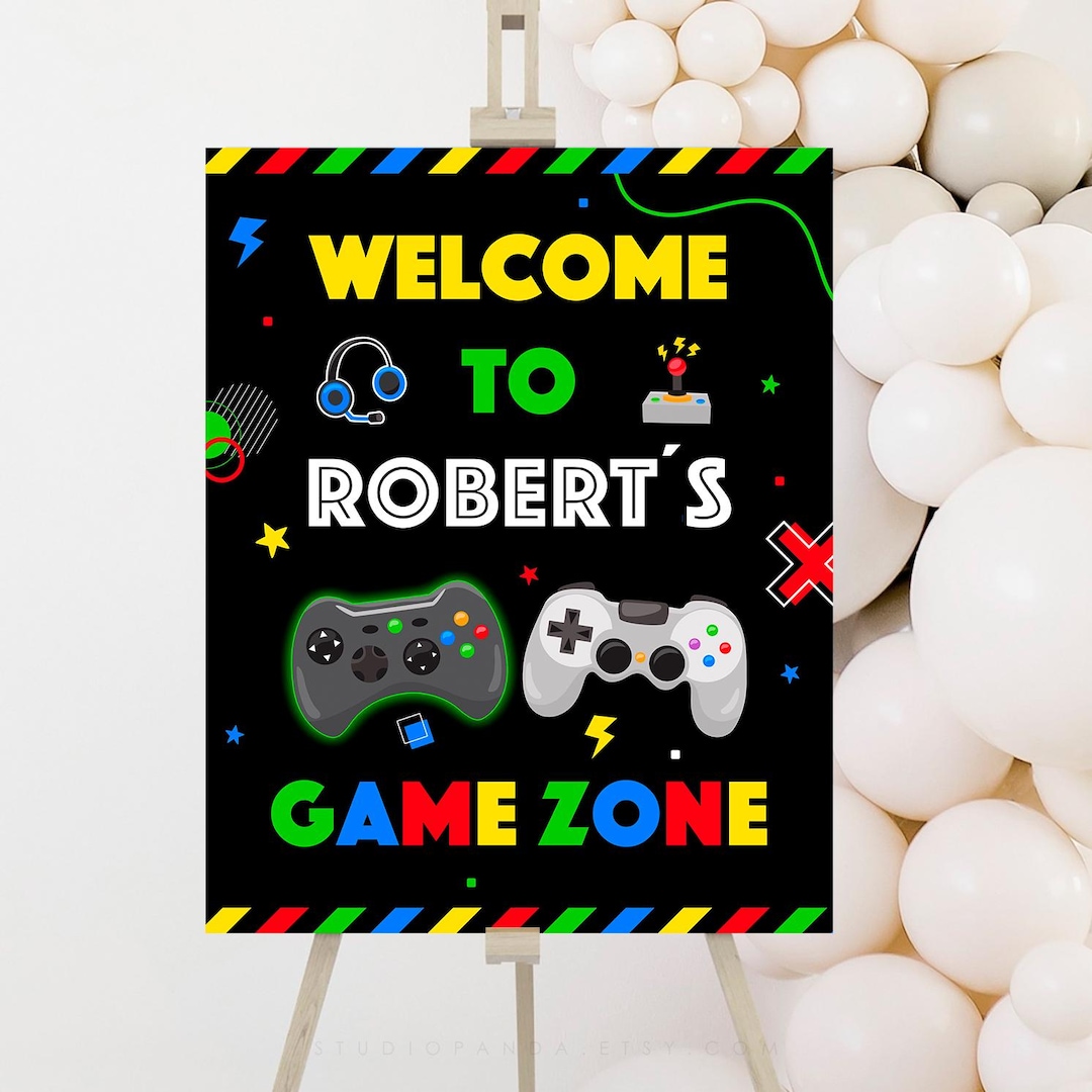 Video Game Welcome Sign, Personalized, Video Game Banner, Video Game ...