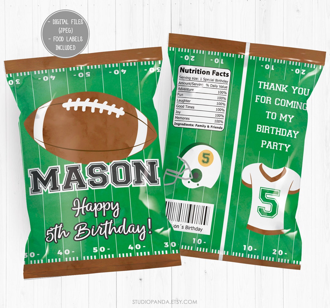 Football Chip Bag, Personalized, Football Label, Football Wrapper ...