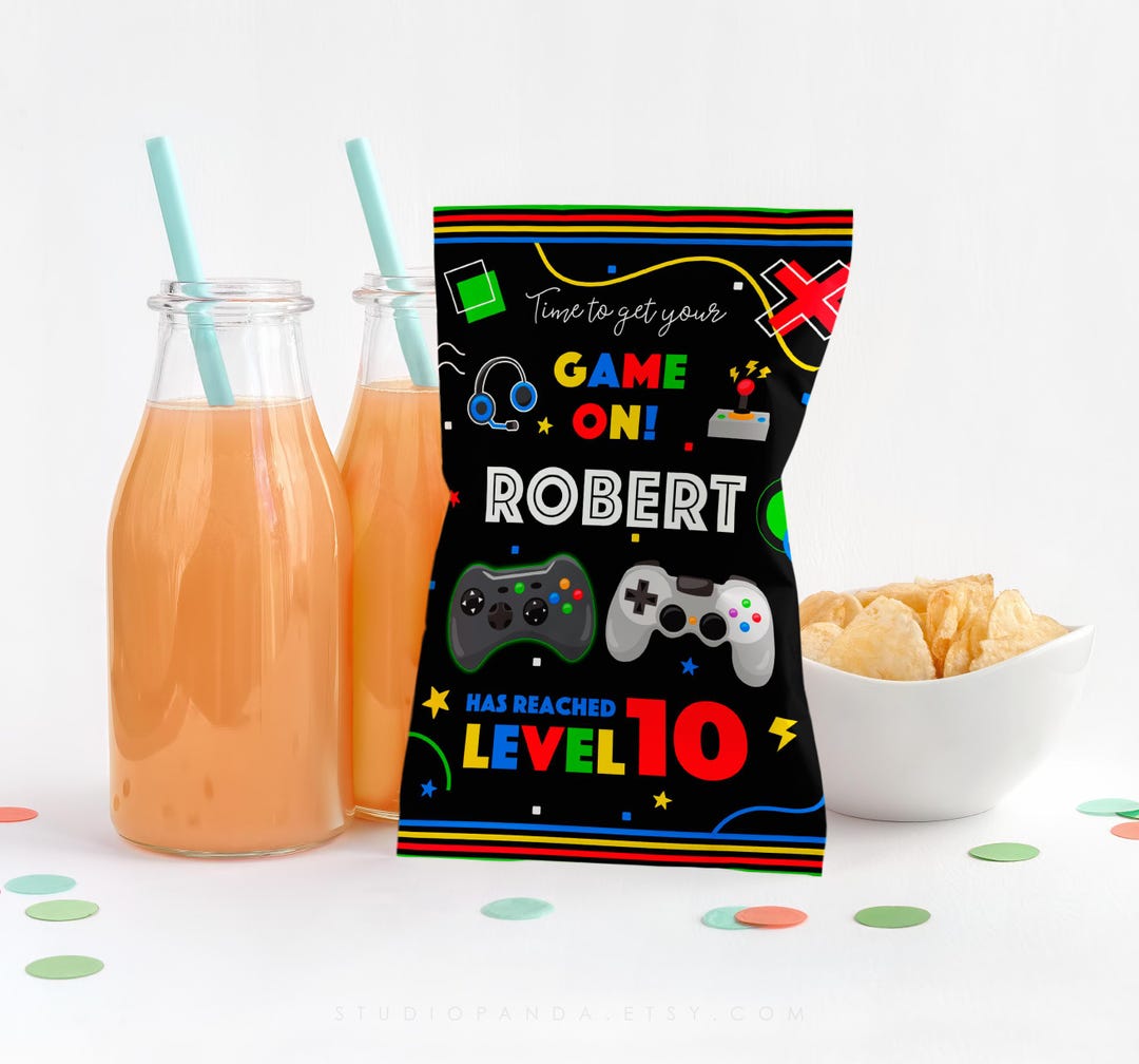 Video Game Chip Bag, Personalized, Video Game Label, Video Game Wrapper ...