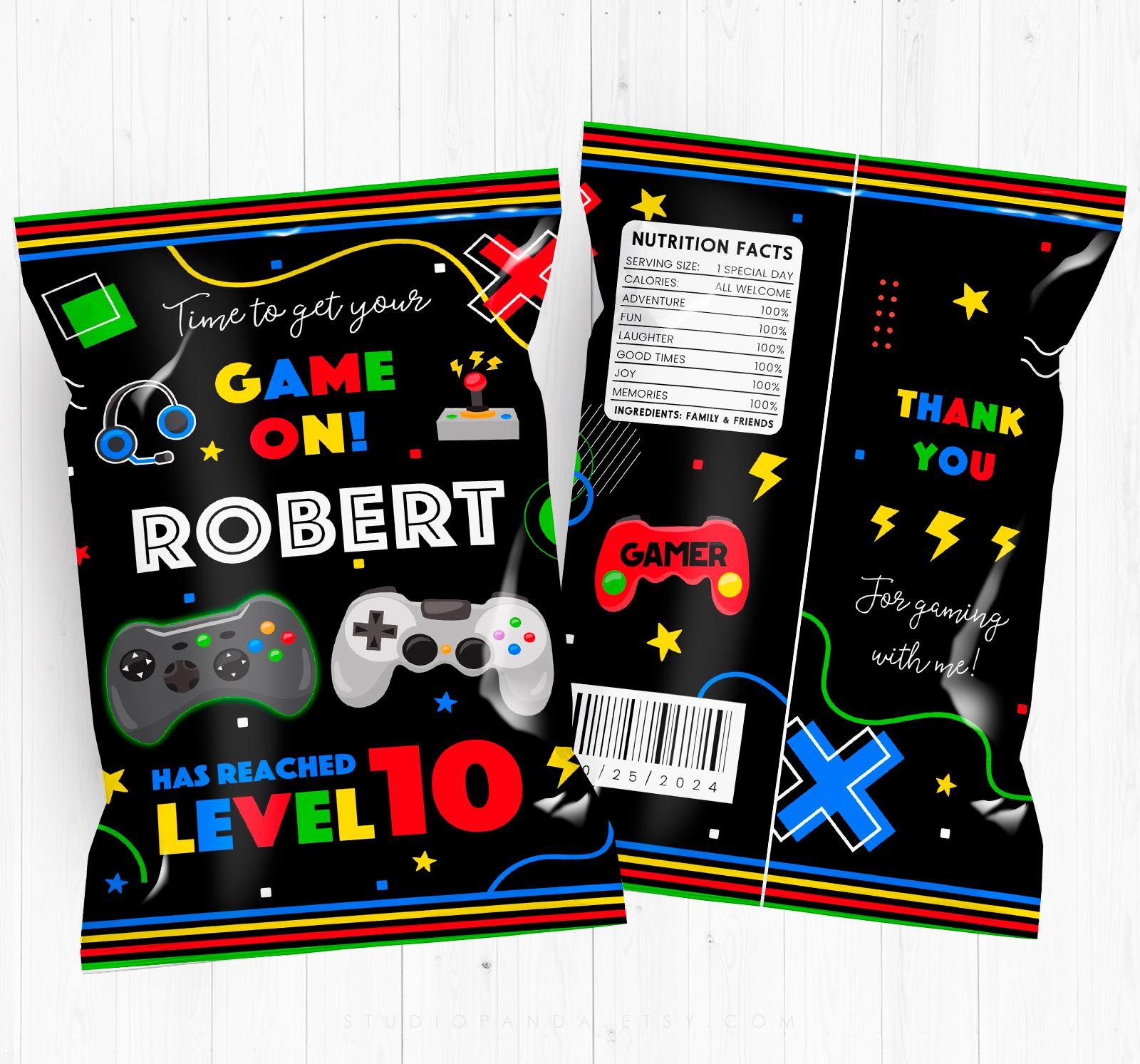 Video Game Chip Bag, Personalized, Video Game Label, Video Game Wrapper ...