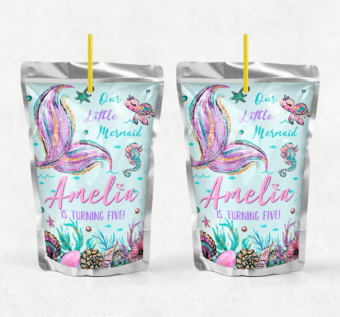 Mermaid Juice Label, Personalized, Mermaid Juice Pouch, Under the Sea ...