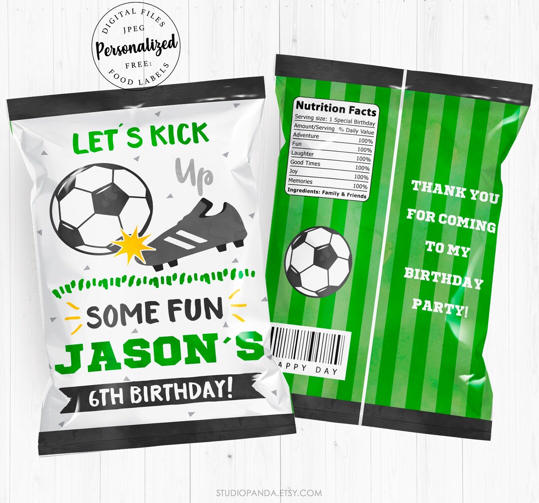 Soccer Mini Chip Bag, Personalized, Soccer Decoration, Soccer Deco ...