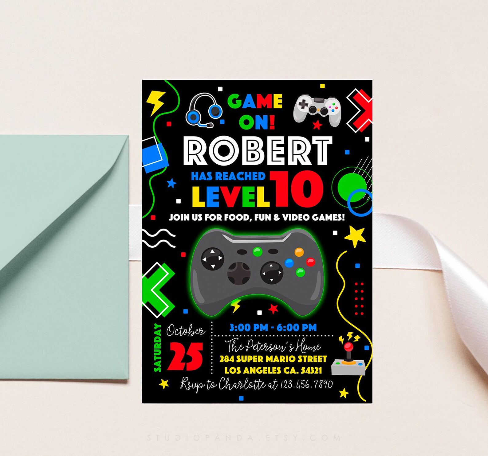 Video Game Invitation 2, Personalized, Video Game Party, Gamer ...