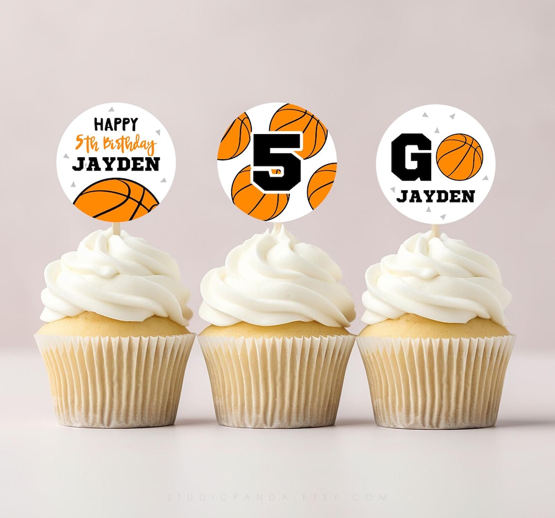 Basketball Cupcake Toppers, Instant Download, Basketball Toppers ...