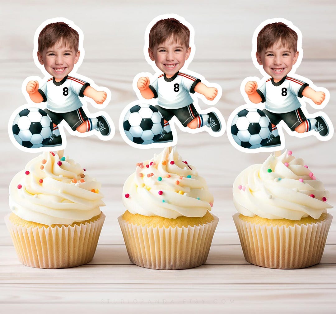 Soccer Face Cupcake Toppers, Instant Download, Soccer Toppers, Soccer ...
