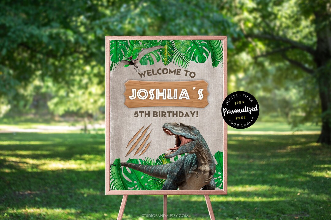 Dinosaur Welcome Sign, Personalized, Dinosaur Decoration, Dinosaur ...