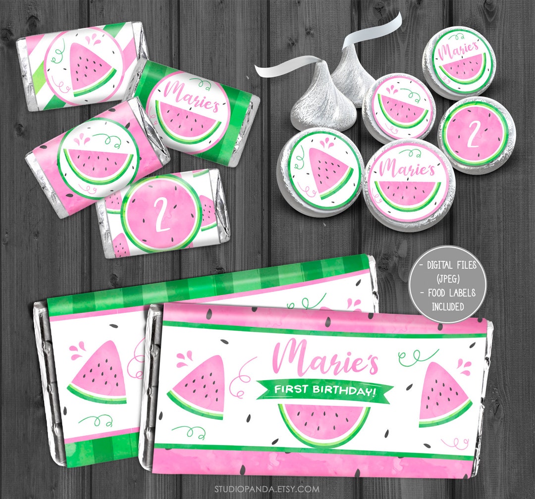 Watermelon Candy Bar Wrappers Personalized Watermelon - Etsy
