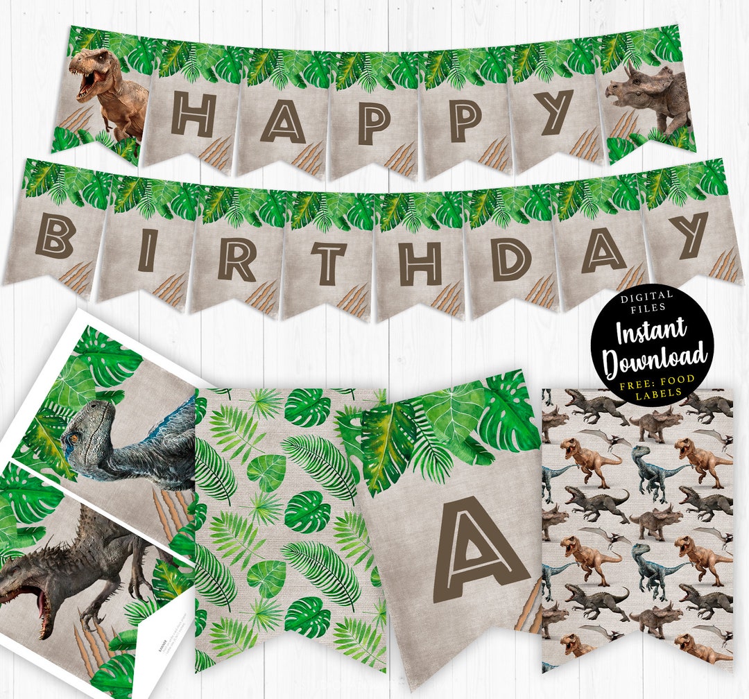 Dinosaur Banner Instant Download Dinosaur Decoration - Etsy