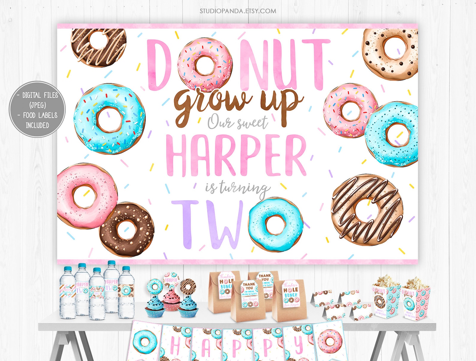 Donut Backdrop Personalized Donut Poster Donut Background - Etsy UK