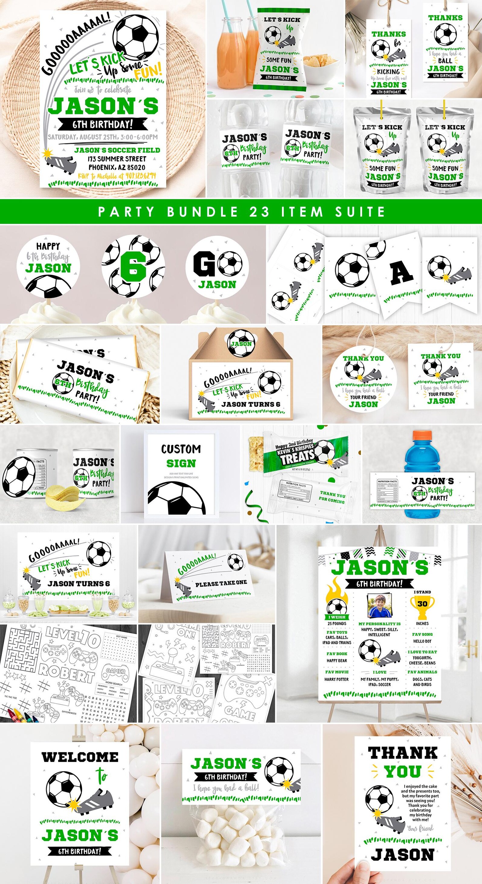 Soccer Favor Tags, Personalized, Soccer Thank You Card, Sports Favor ...