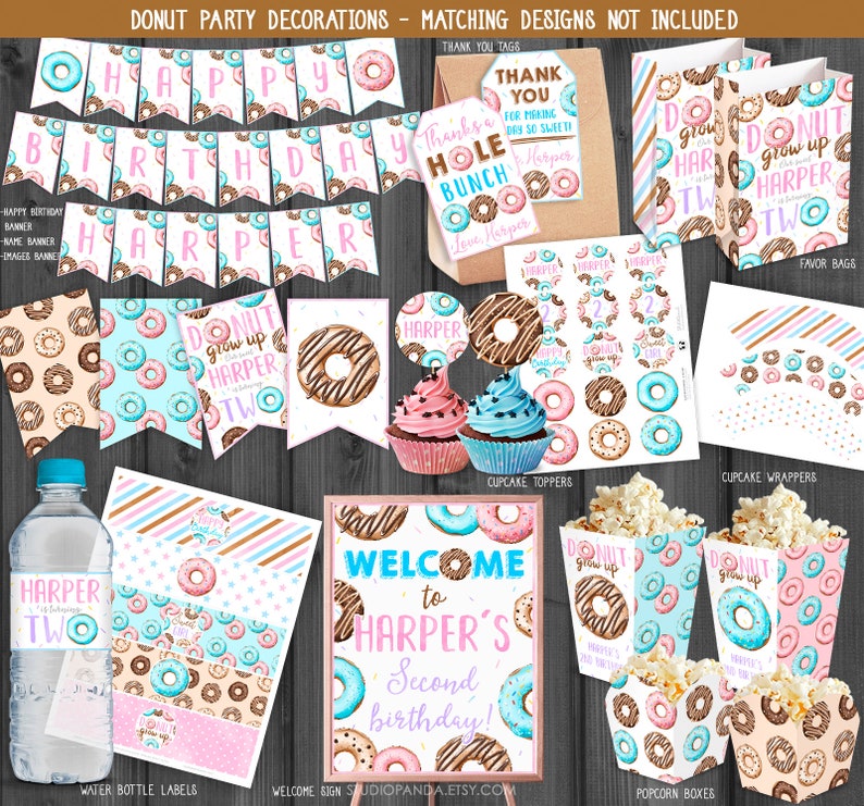 Donut Water Bottle Labels Personalized Donut Labels Donut - Etsy