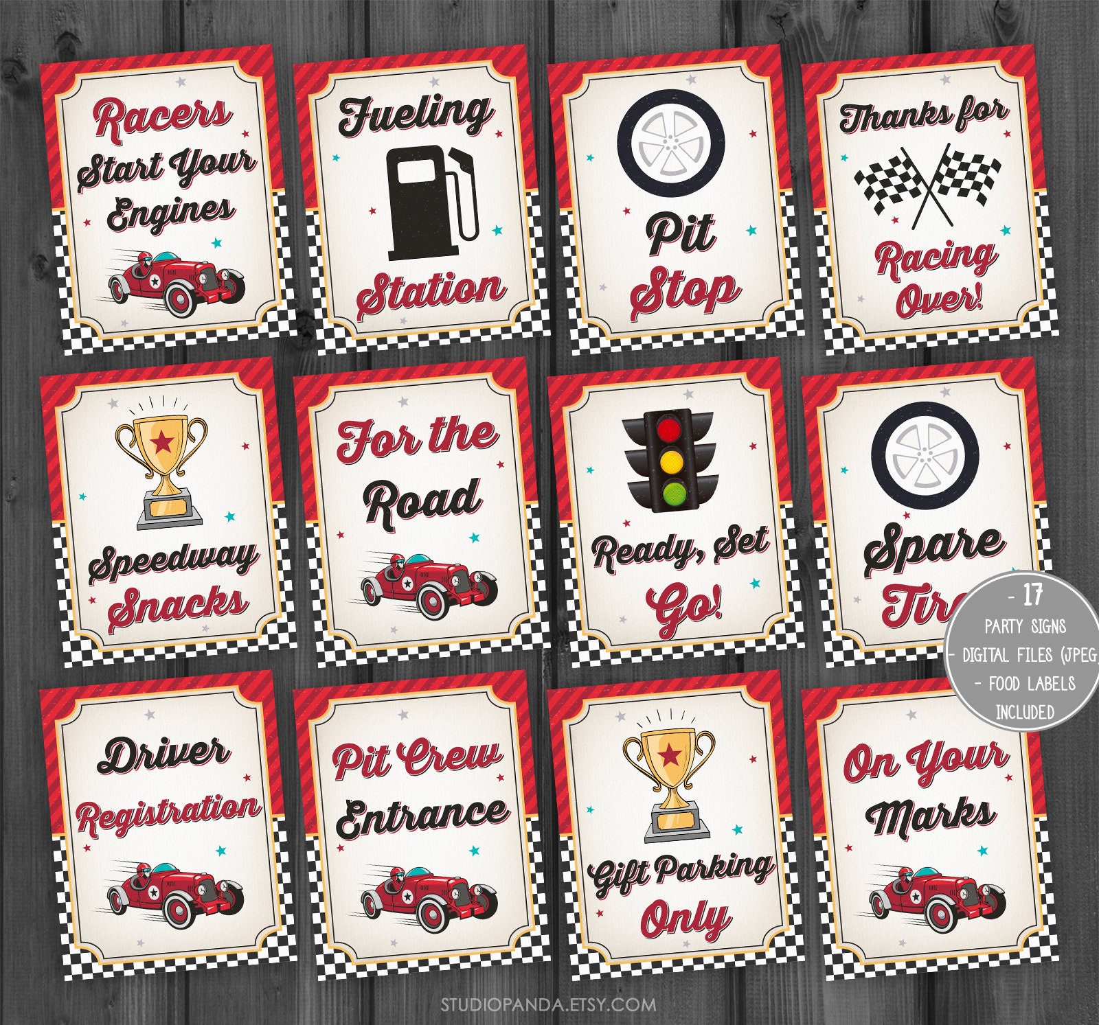 Race Car Party Signs Instant Download Race Car Decoration | Etsy
