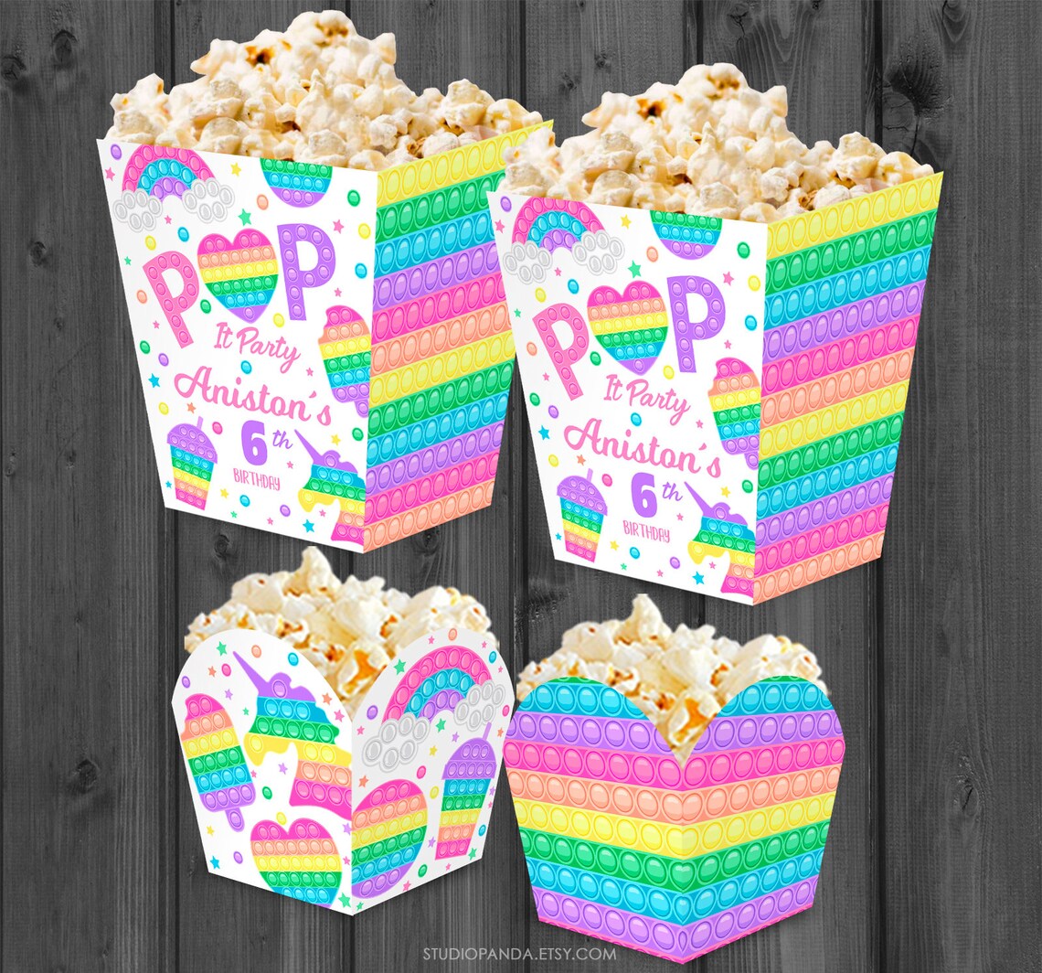 Pop It Popcorn Box Personalized Pop It Decoration Fidget - Etsy