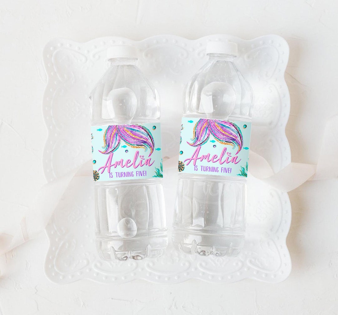 Mermaid Water Bottle Label, Personalized, Mermaid Label, Under the Sea ...