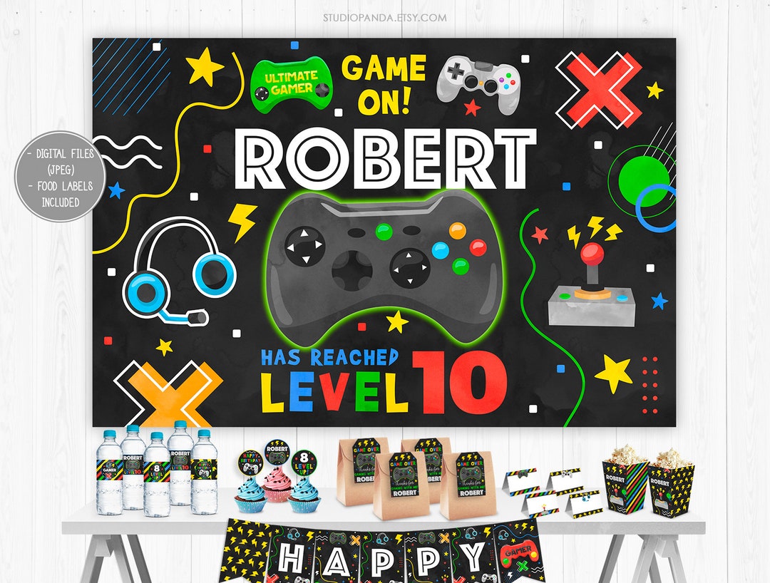 Video Game Backdrop Personalized Video Game Party Bundle - Etsy