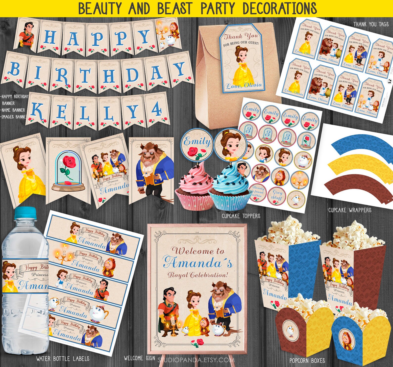 Beauty and the Beast Party Decorations, Personalized, Beauty Package ...