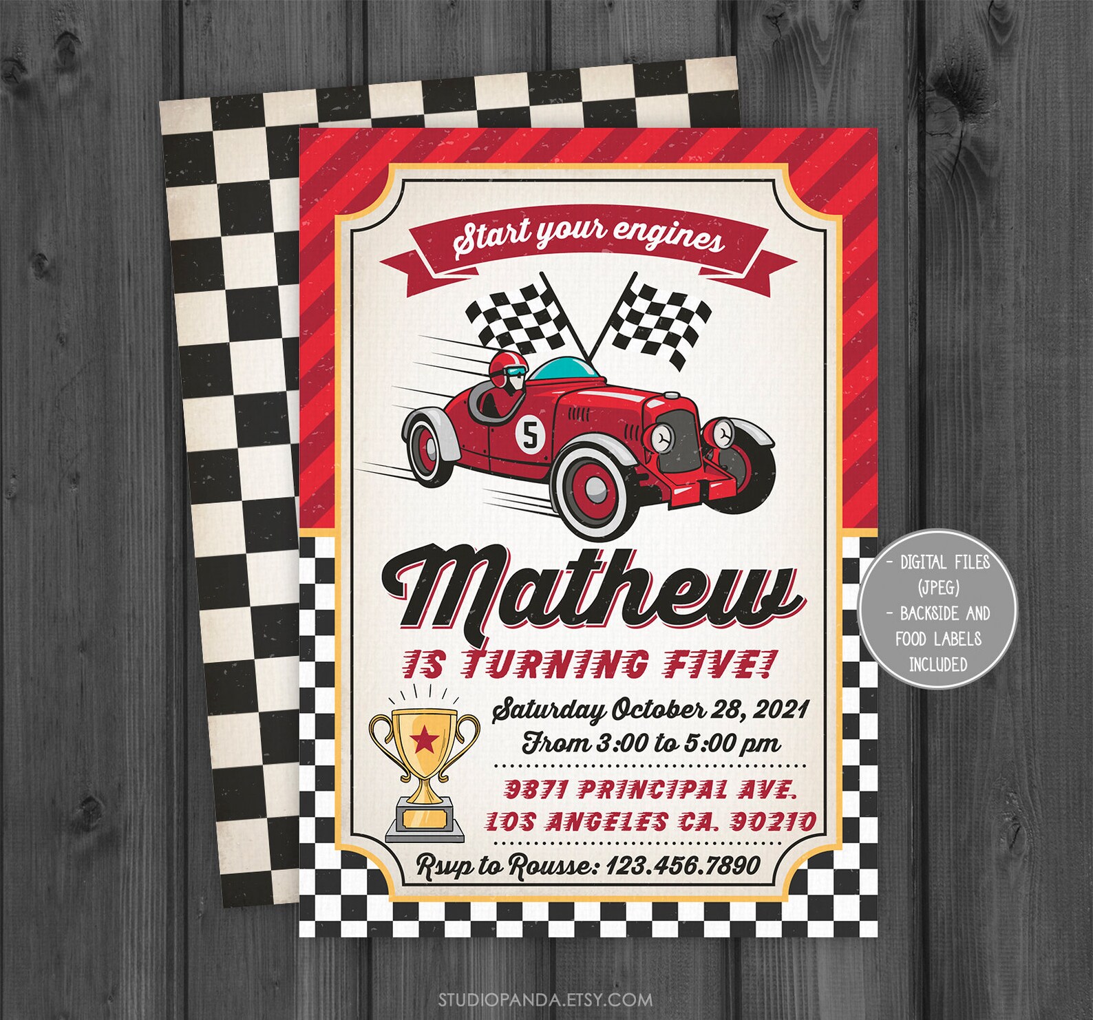 Race Car Invitation 2 Personalized Racing Invitation Car | Etsy