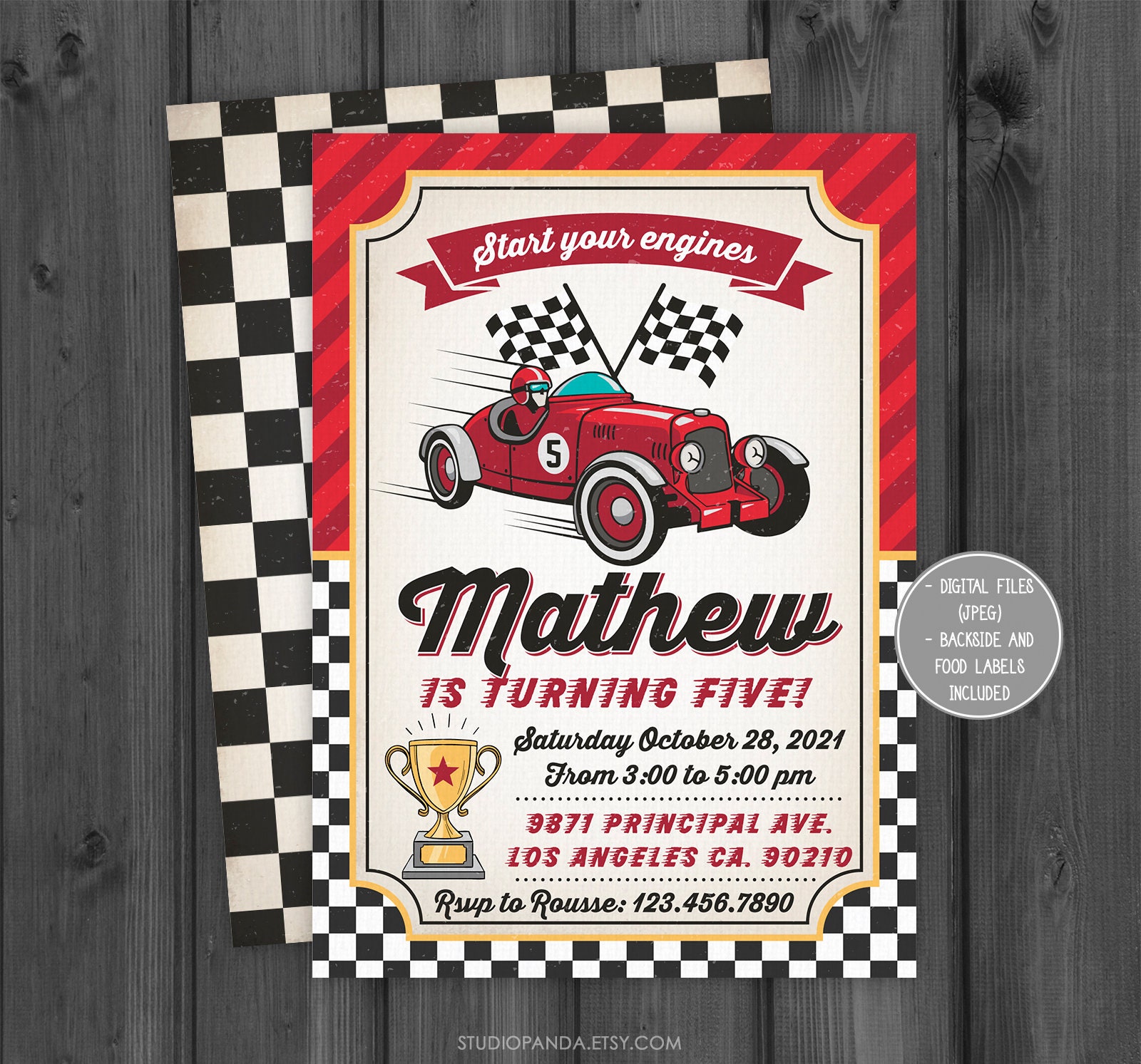 Race Car Invitation 2 Personalized Racing Invitation Car | Etsy
