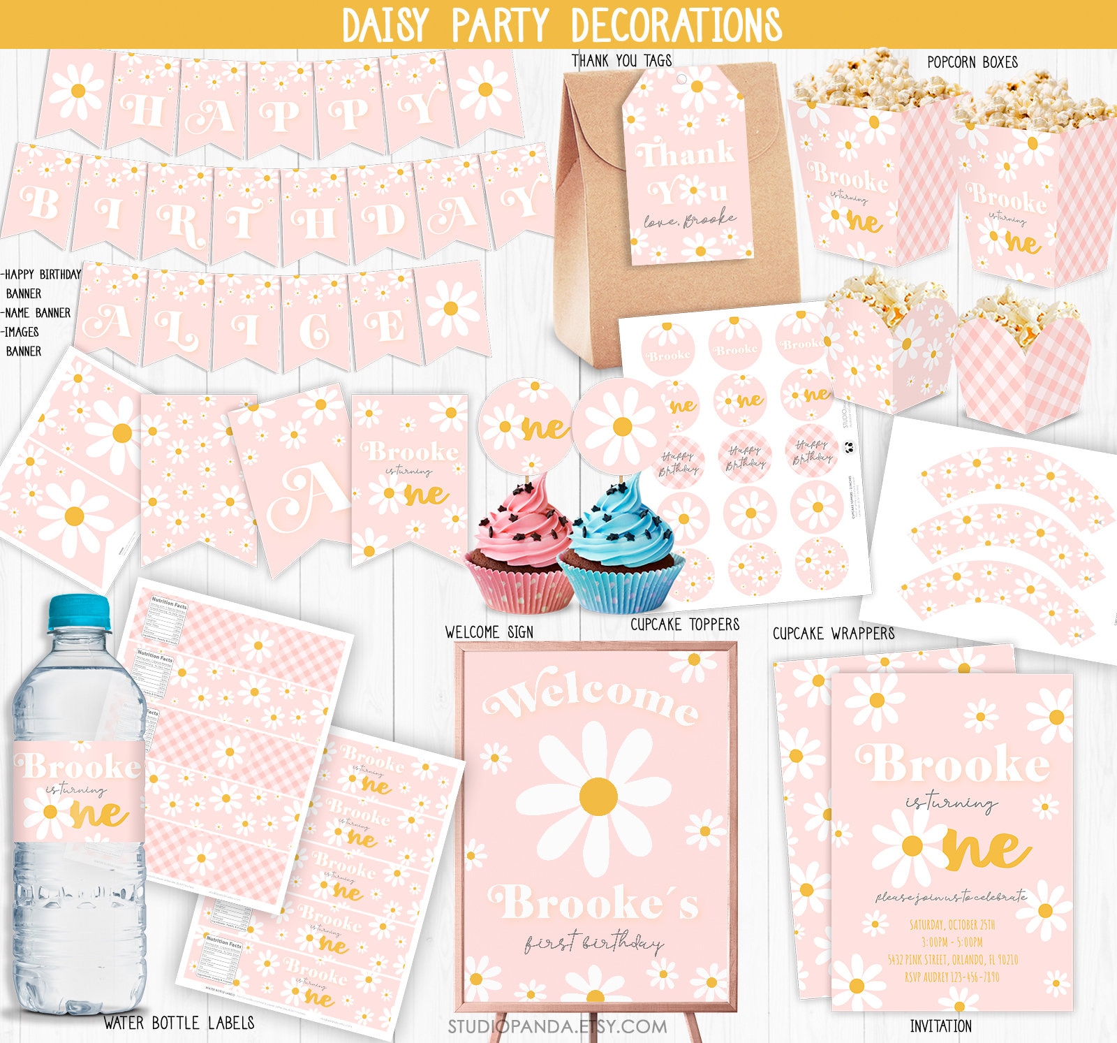 Daisy Flower Party Decorations Personalized Daisy Bundle - Etsy