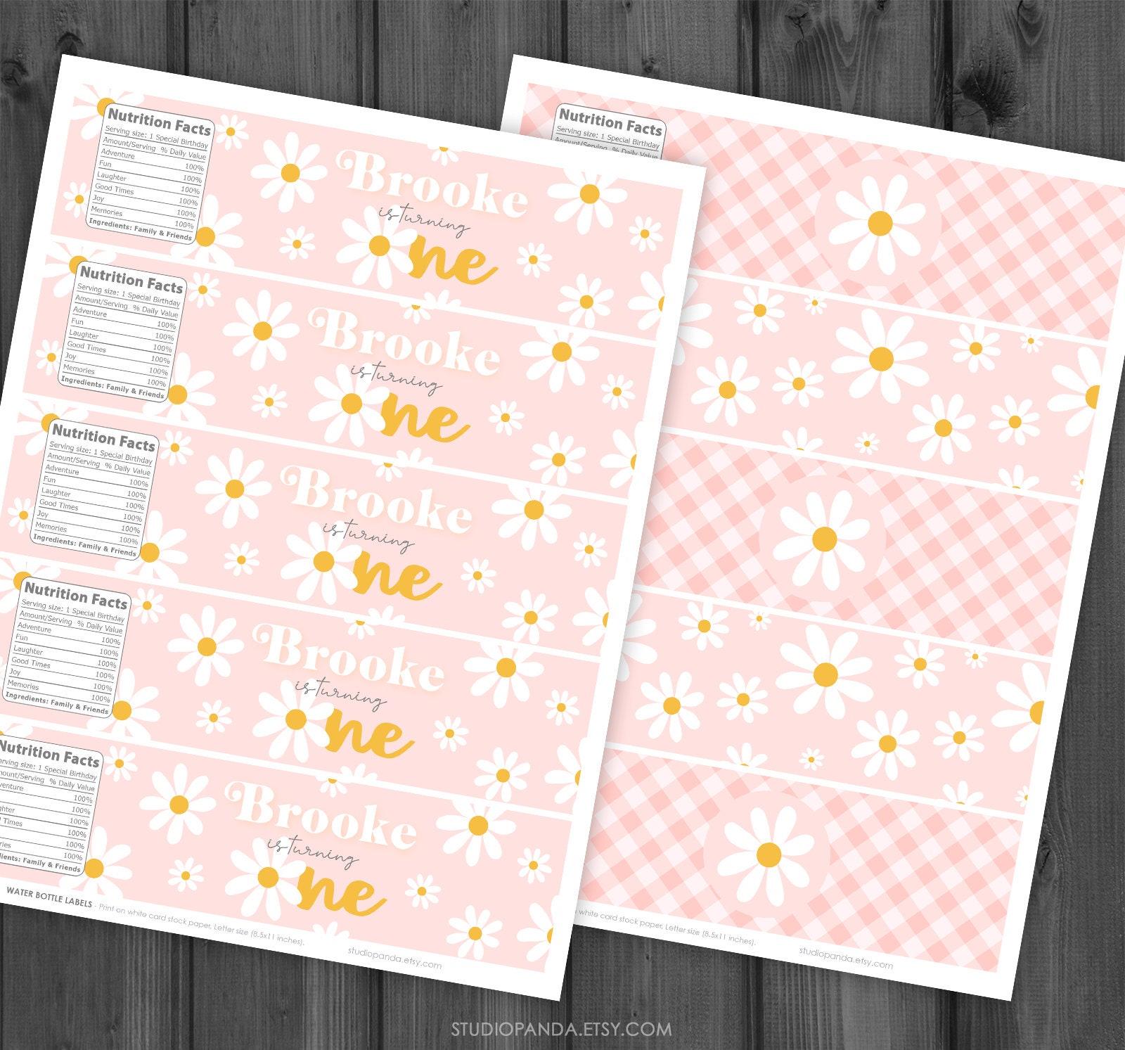 Daisy Flower Water Bottle Labels, Personalized, Daisy Decoration, Daisy ...