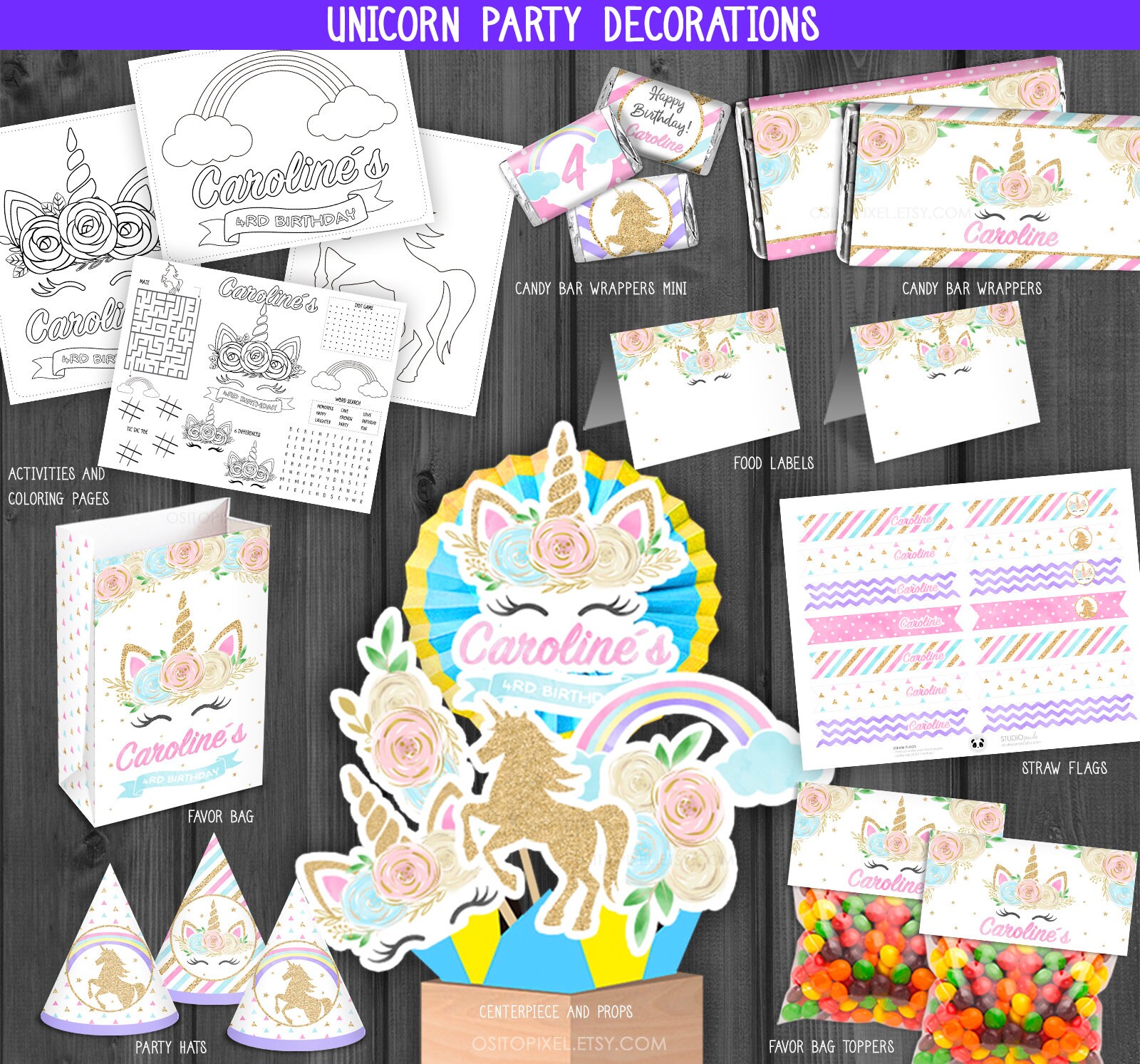 Unicorn Party Decorations Personalized Party Package - Etsy