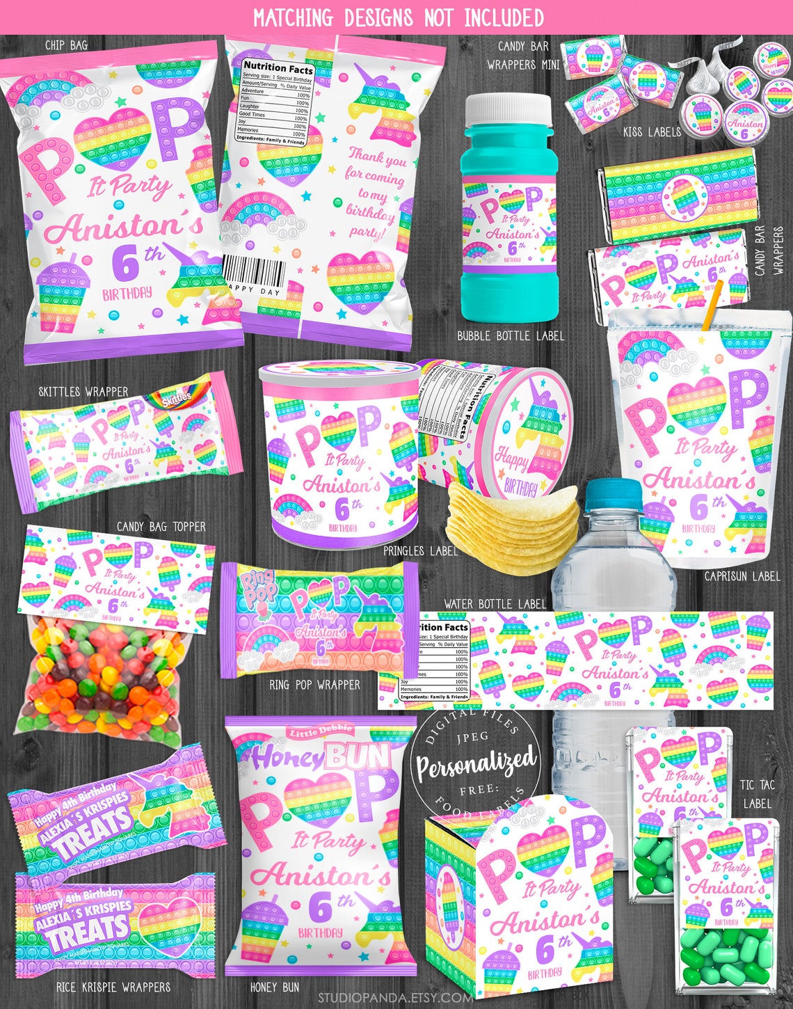 Pop It Popcorn Box Personalized Pop It Decoration Fidget - Etsy