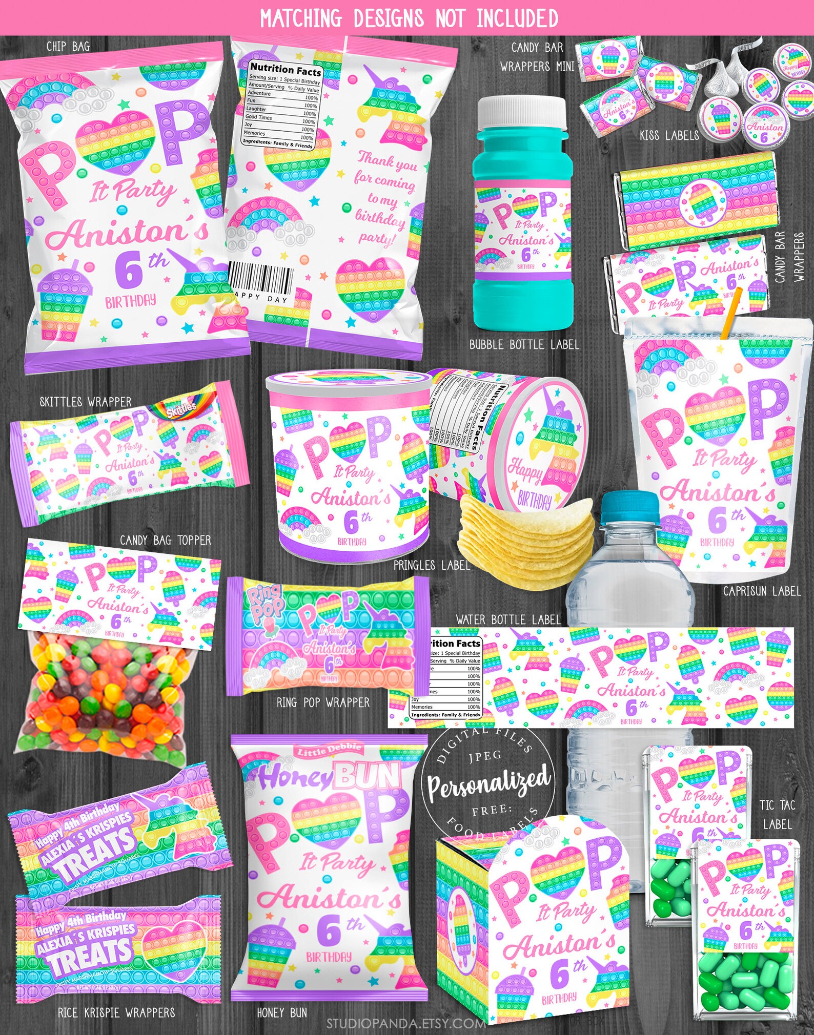 Pop It Popcorn Box Personalized Pop It Decoration Fidget - Etsy