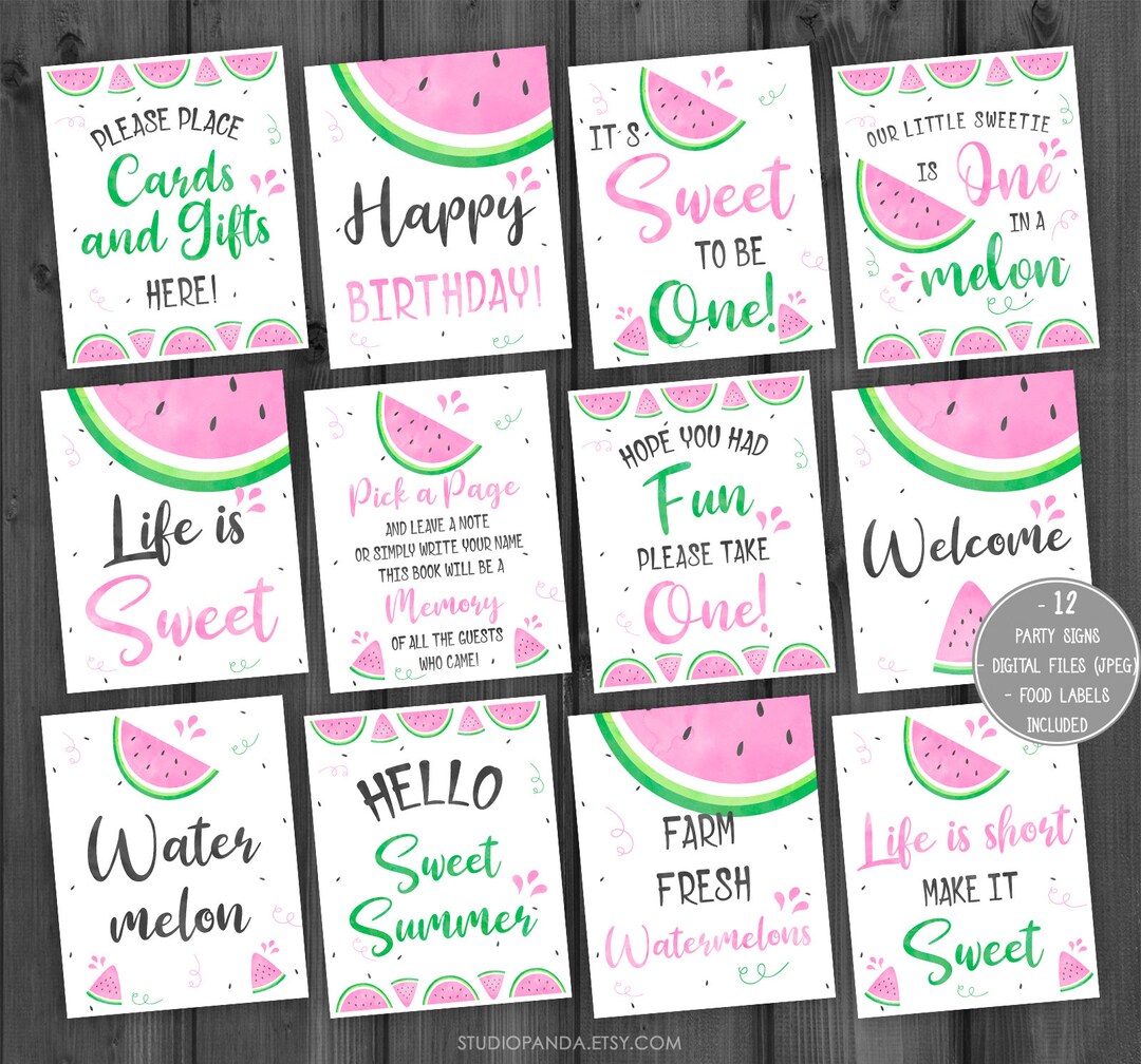 Watermelon Party Signs, Instant Download, Watermelon Wall Art ...