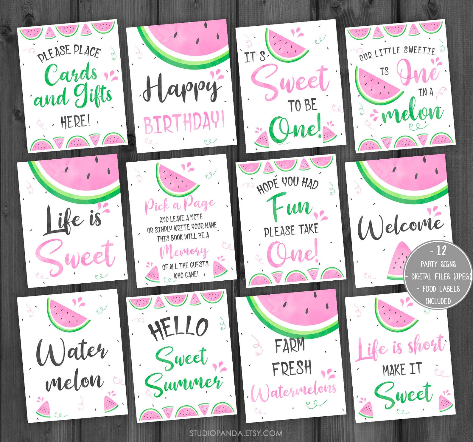 Watermelon Party Signs, Instant Download, Watermelon Wall Art ...