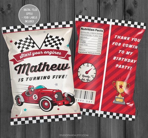 Race Car Chip Bag Personalized Car Wrappers Car Potato | Etsy