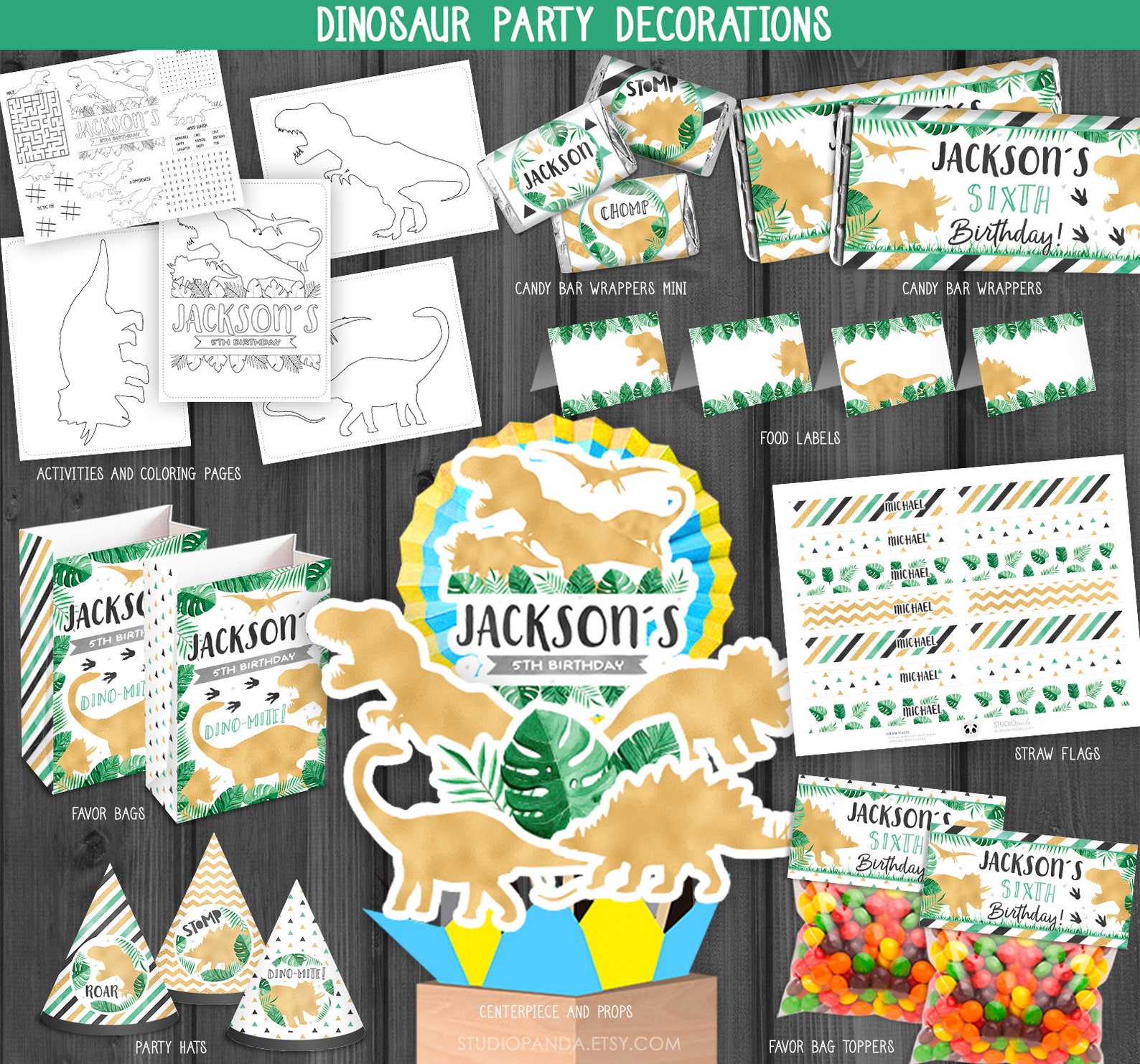 Dinosaur Party Decorations Personalized Dinosaur Package | Etsy