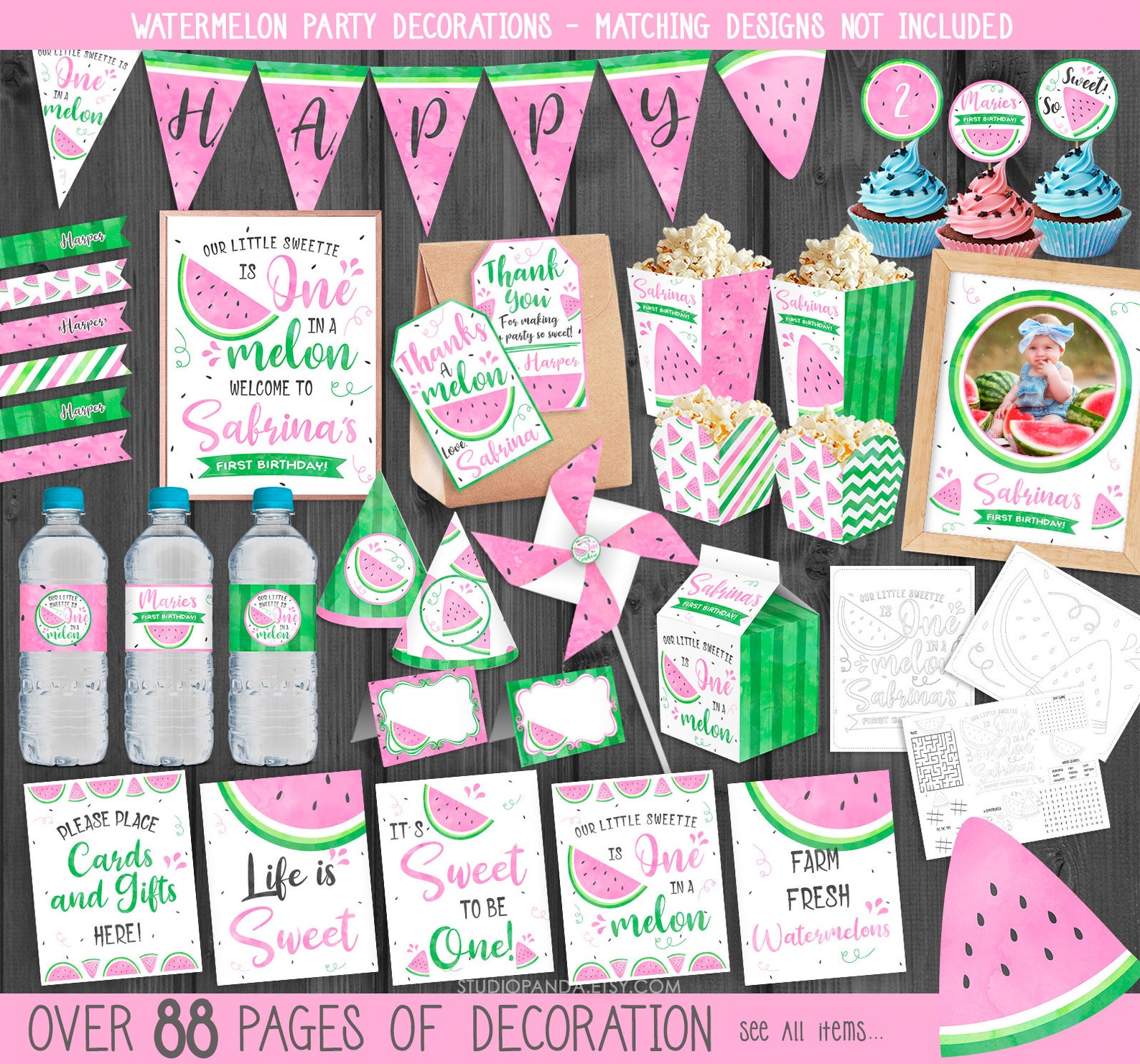 Watermelon Party Signs Instant Download Watermelon Wall Art - Etsy