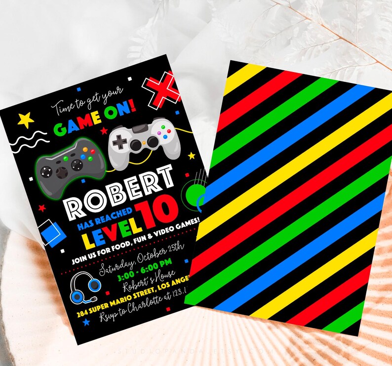 Video Game Invitation 1, Personalized, Video Game Party, Gamer ...