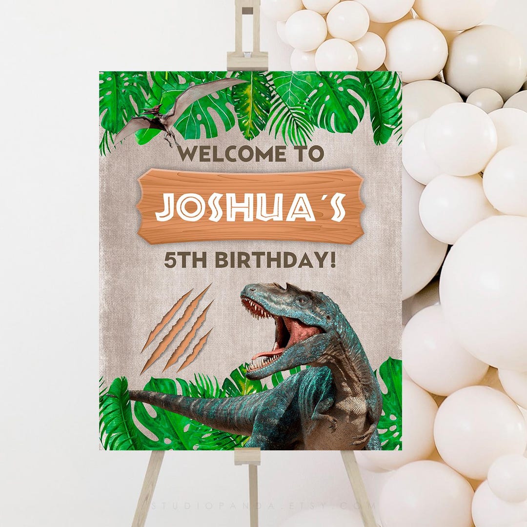 Dinosaur Welcome Sign, Personalized, Dinosaur Decoration, Dinosaur ...