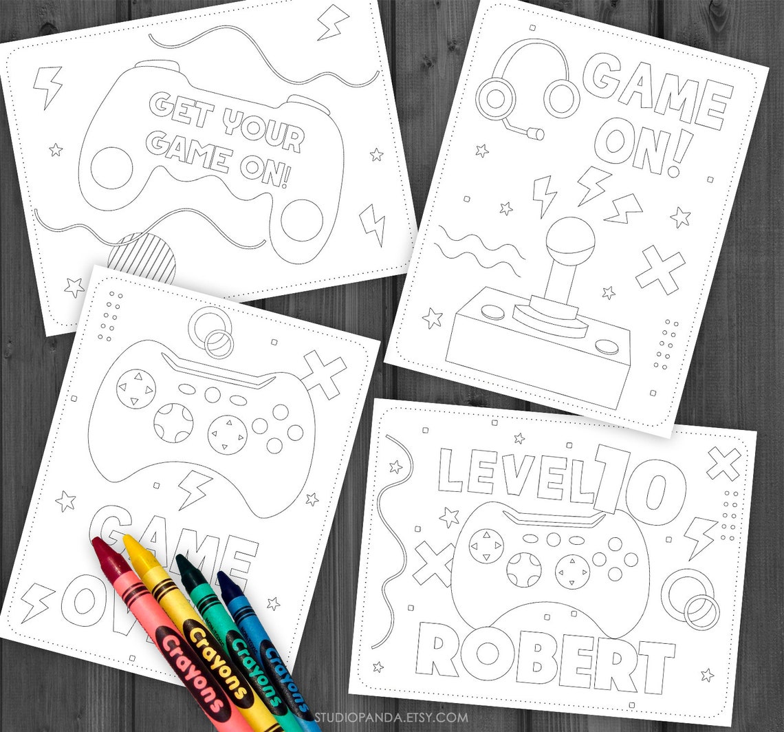 Video Game Activity and Coloring Pages Personalized Video - Etsy