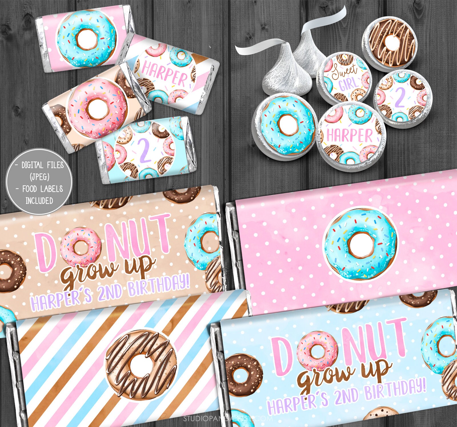 Donut Candy Bar Wrappers Personalized Donut Wrappers - Etsy